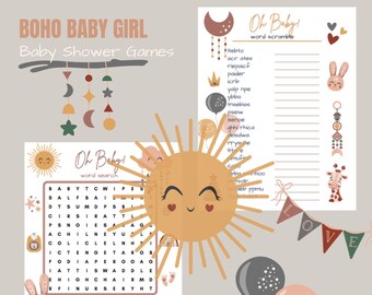 Baby Girl Baby Shower Word Search and Word Scramble Games - Etsy