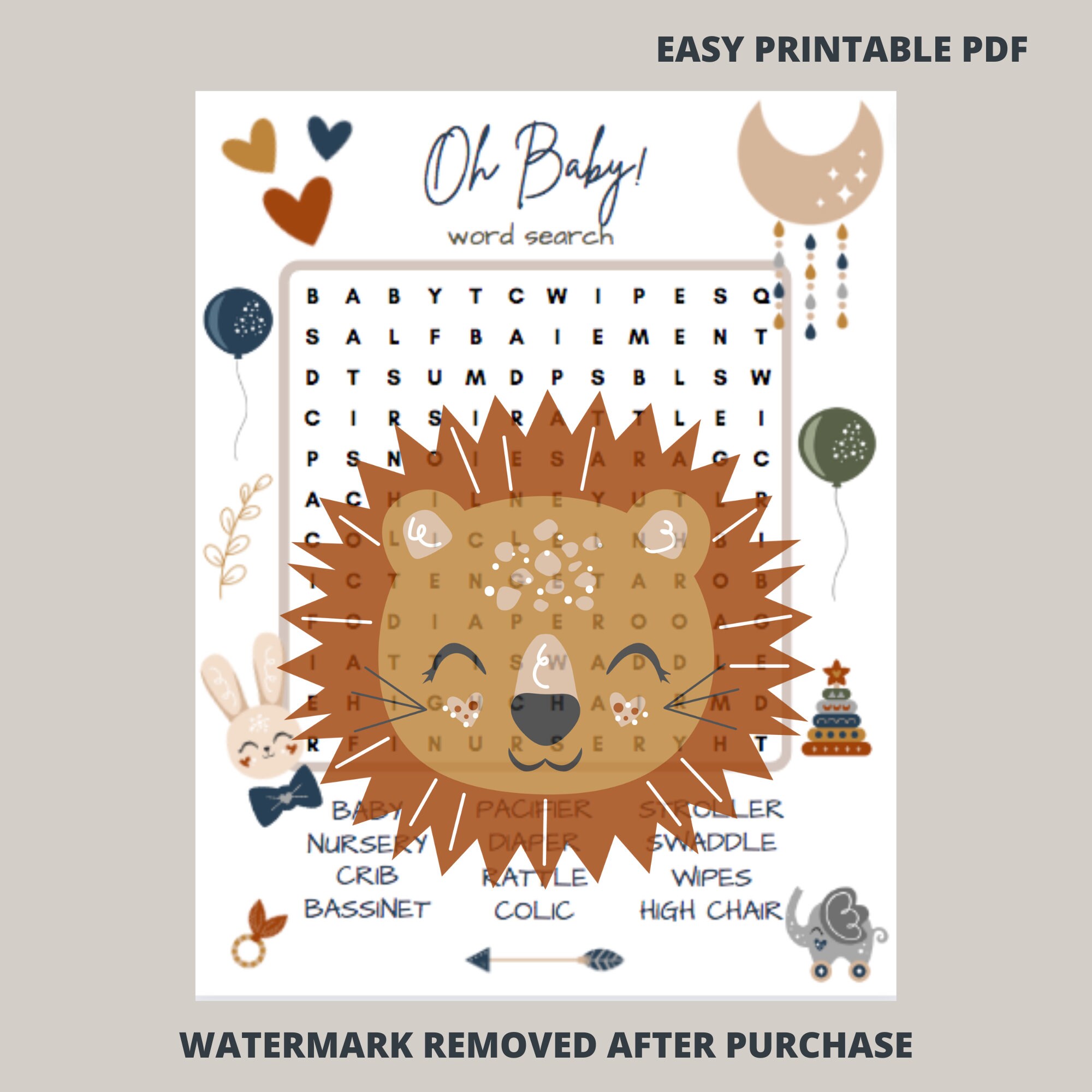 Boho Baby Boy - Baby Shower Word Search and Word Scramble Games - Etsy