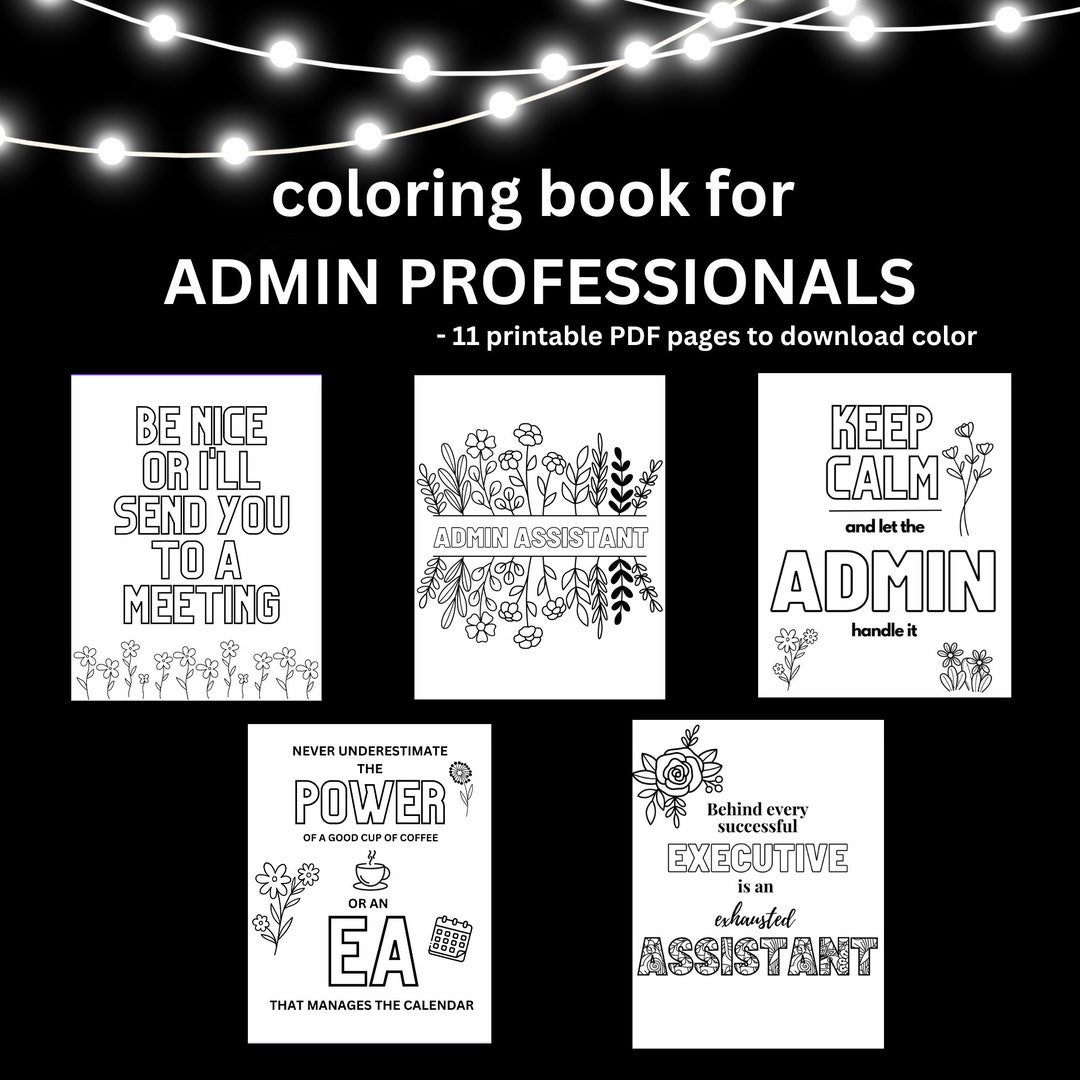 Coloring Book Pages for Administrative Professionals Fun and Stress ...