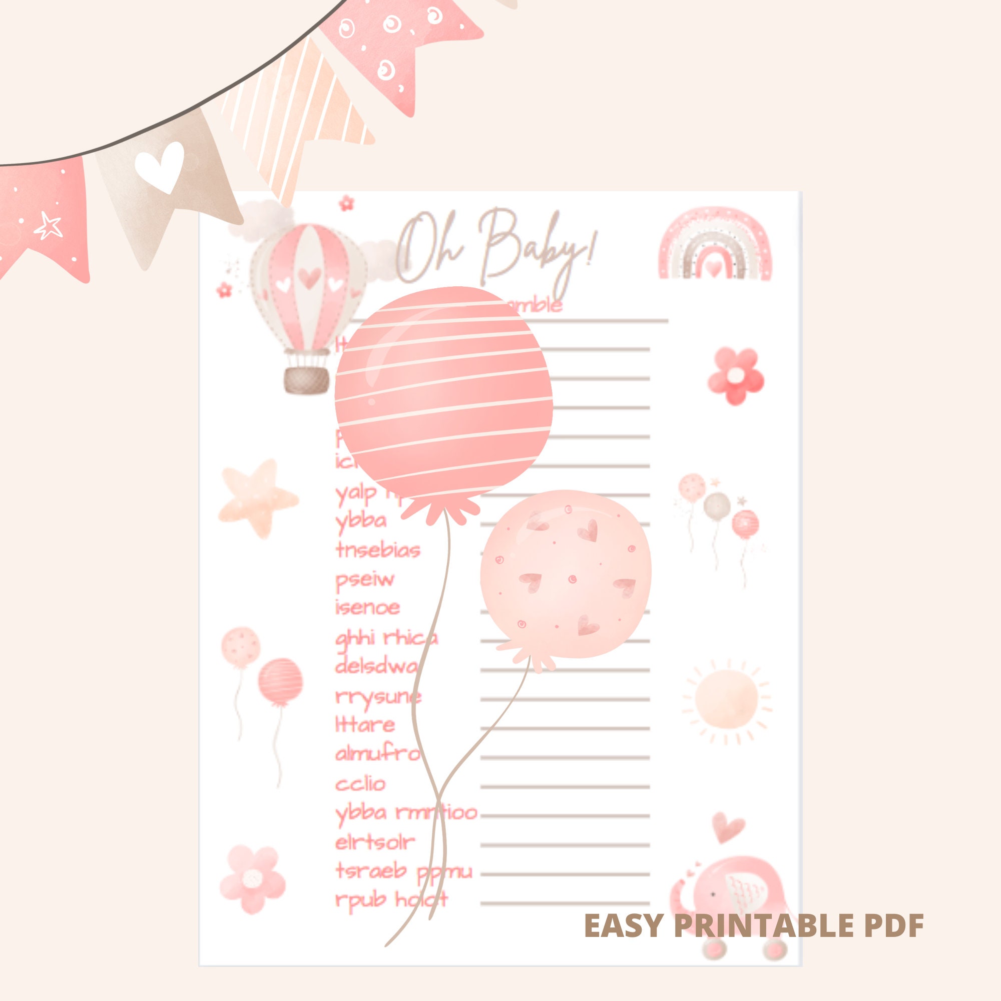 Baby Girl Baby Shower Word Search and Word Scramble Games - Etsy