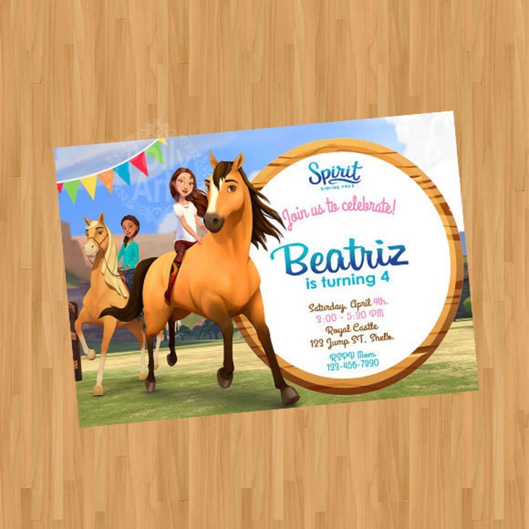 Spirit Riding Free Birthday Invitation - Horse Party Invite - Birthday ...