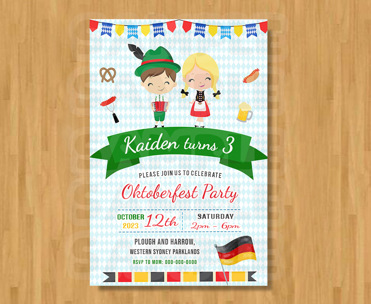 Oktoberfest Birthday Digital Invitation Onetoberfest Template German ...
