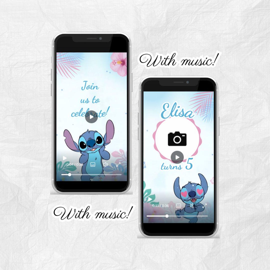 Stitch Video Invitation Animated Card Electronic, Angel and Stich ...