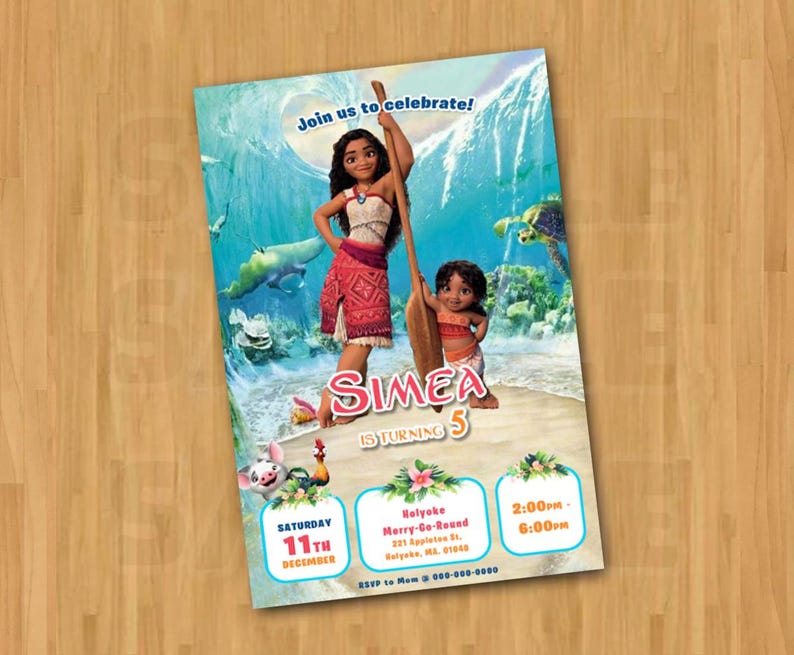 Moana 2 Digital Invitation Movie New 2024 Moana and Simea Printable ...