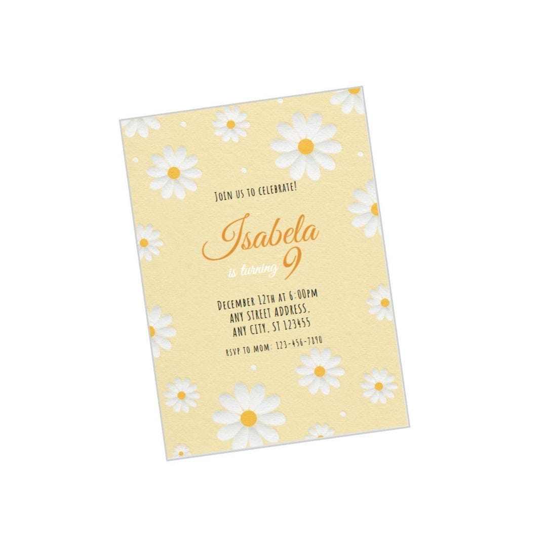 Daisy Birthday Invitation 1st Birthday Invite Daisy Digital Invitation ...