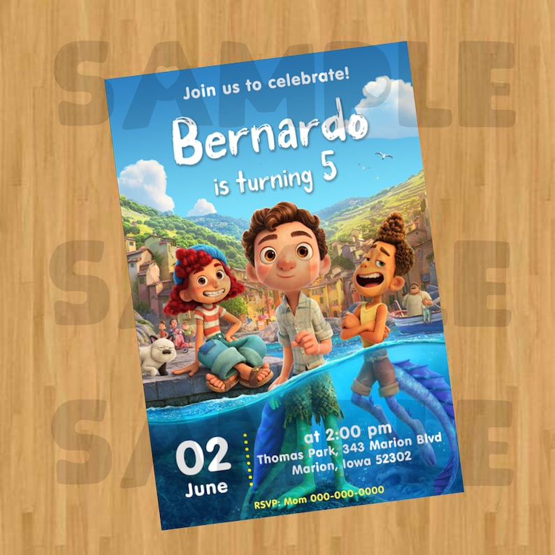 Luca Digital Invitation, Luca Birthday Party, Luca Birthday Invitation ...