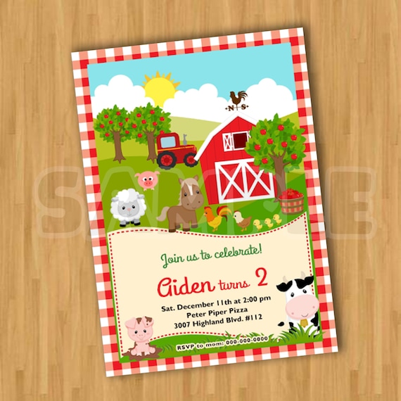 Farm Invitation Digital Farm Birthday Invitation Barnyard | Etsy