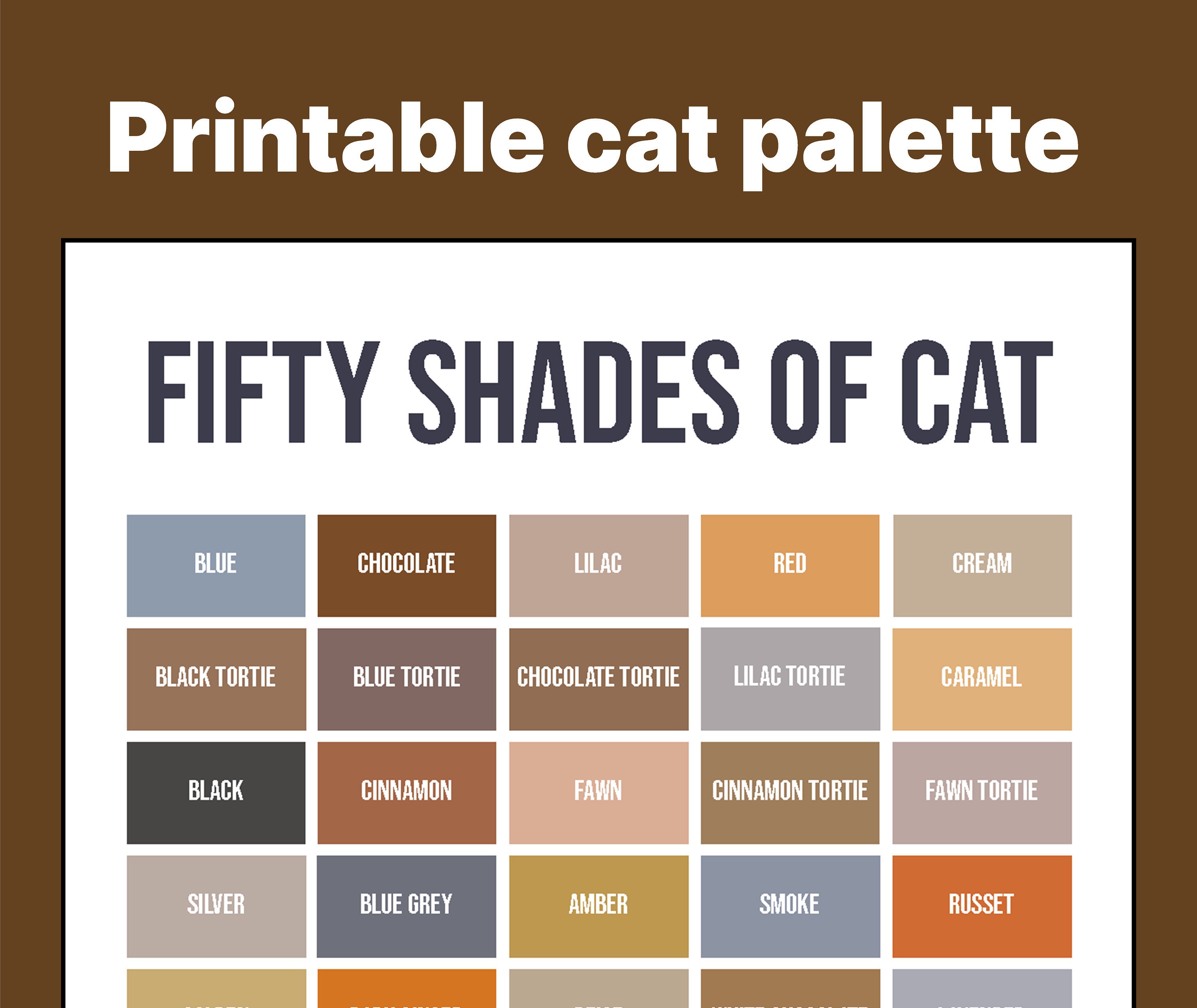 Fifty Shades Of Cat 50 Named Fur Colors Of Cats Etsy Fifty Shades Of Cat 50 Named Fur Colors Of Cats Etsy