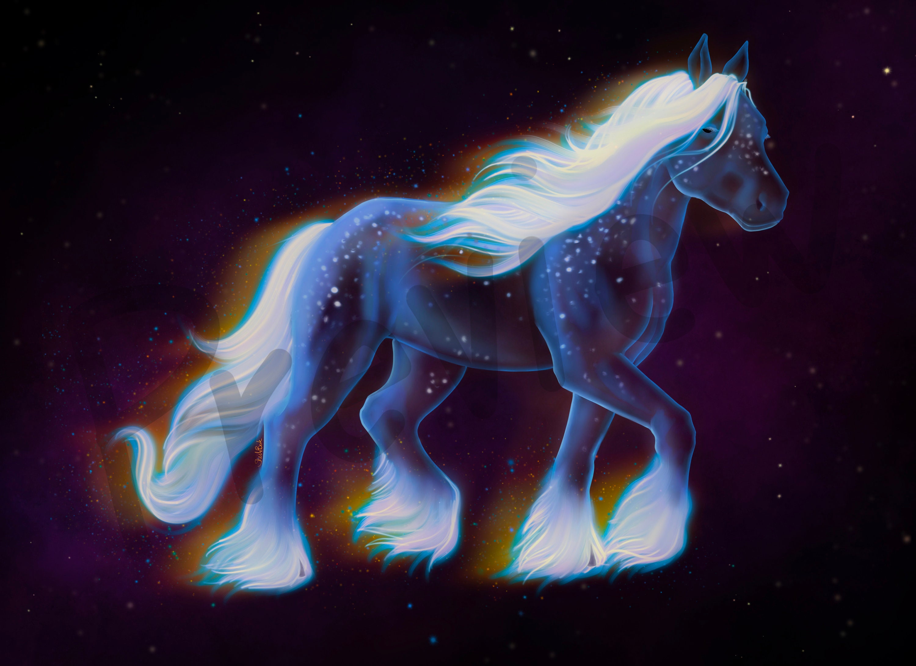 Celestial Gypsy Horse _ Digital Art Space Stars Fantasy Animal - Etsy