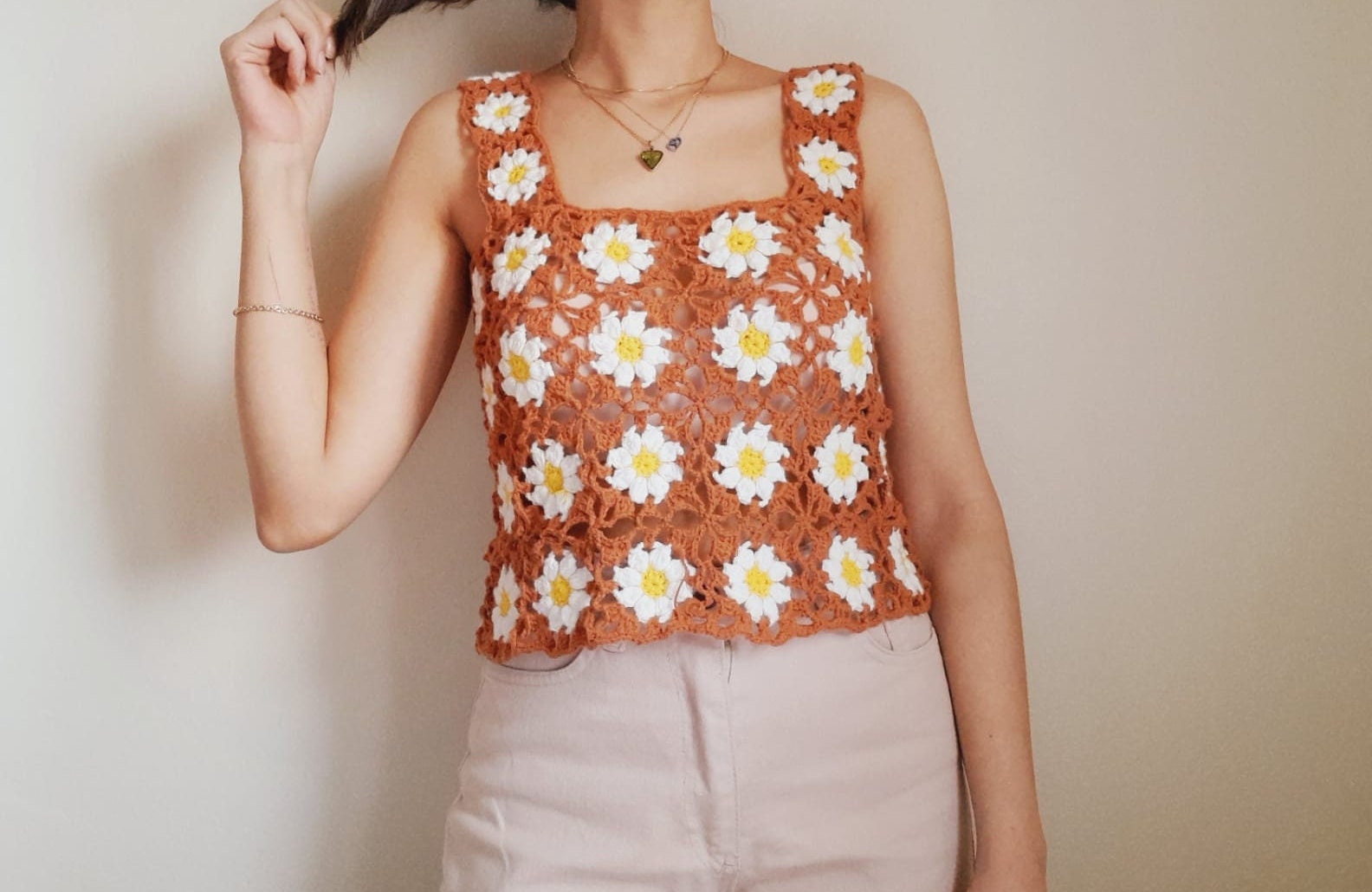 Daisy Crochet Top Transparent Daisy Crop Top Granny Square - Etsy