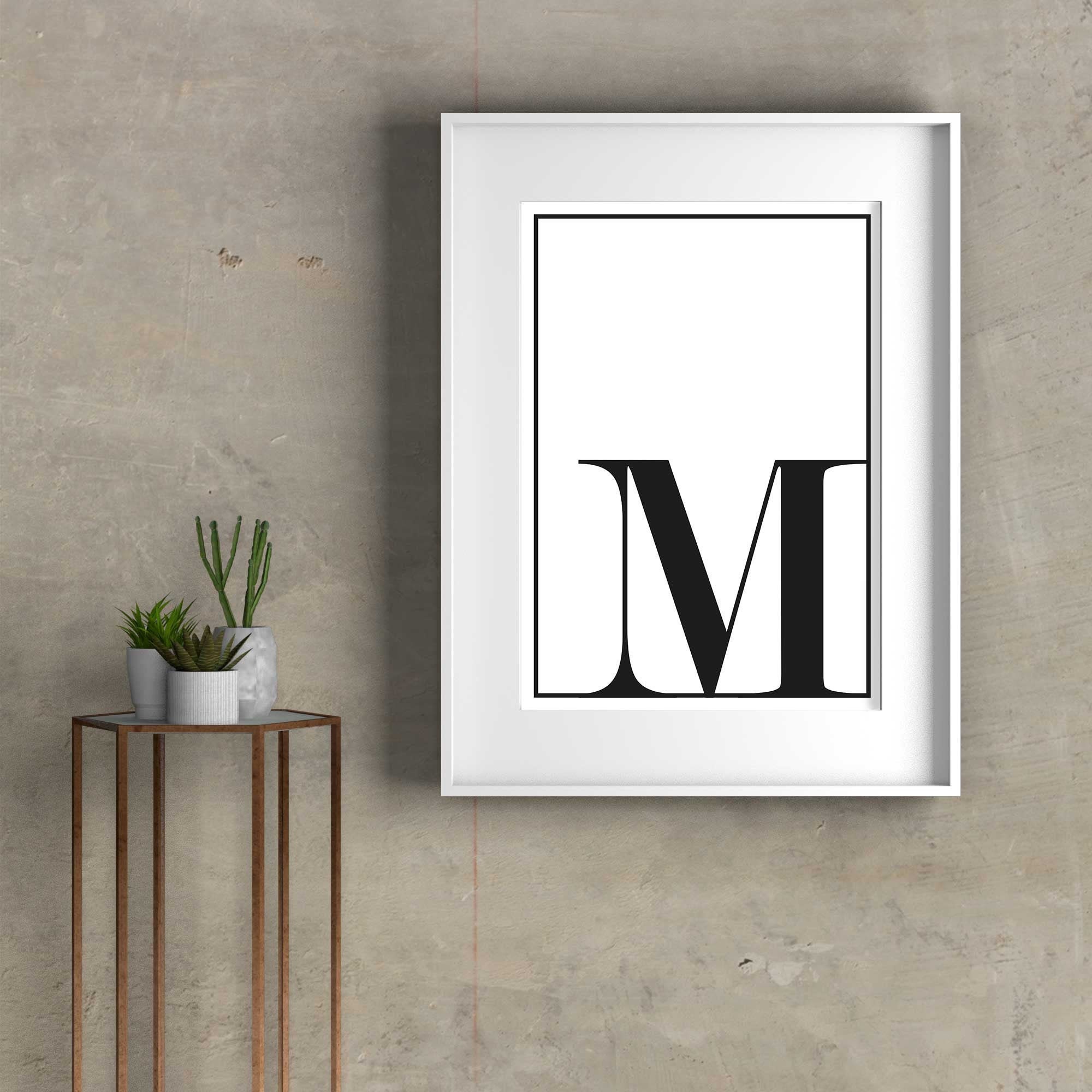 Letter M PosterPrintLetters TypographyWall ArtMonochrome | Etsy