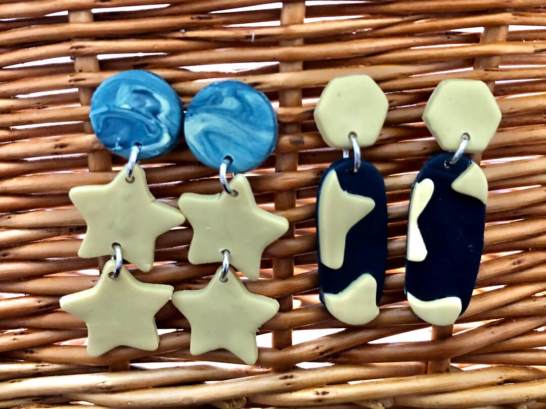 Boucles doreilles en argile polymère Starry Night Fait à la main Léger ...