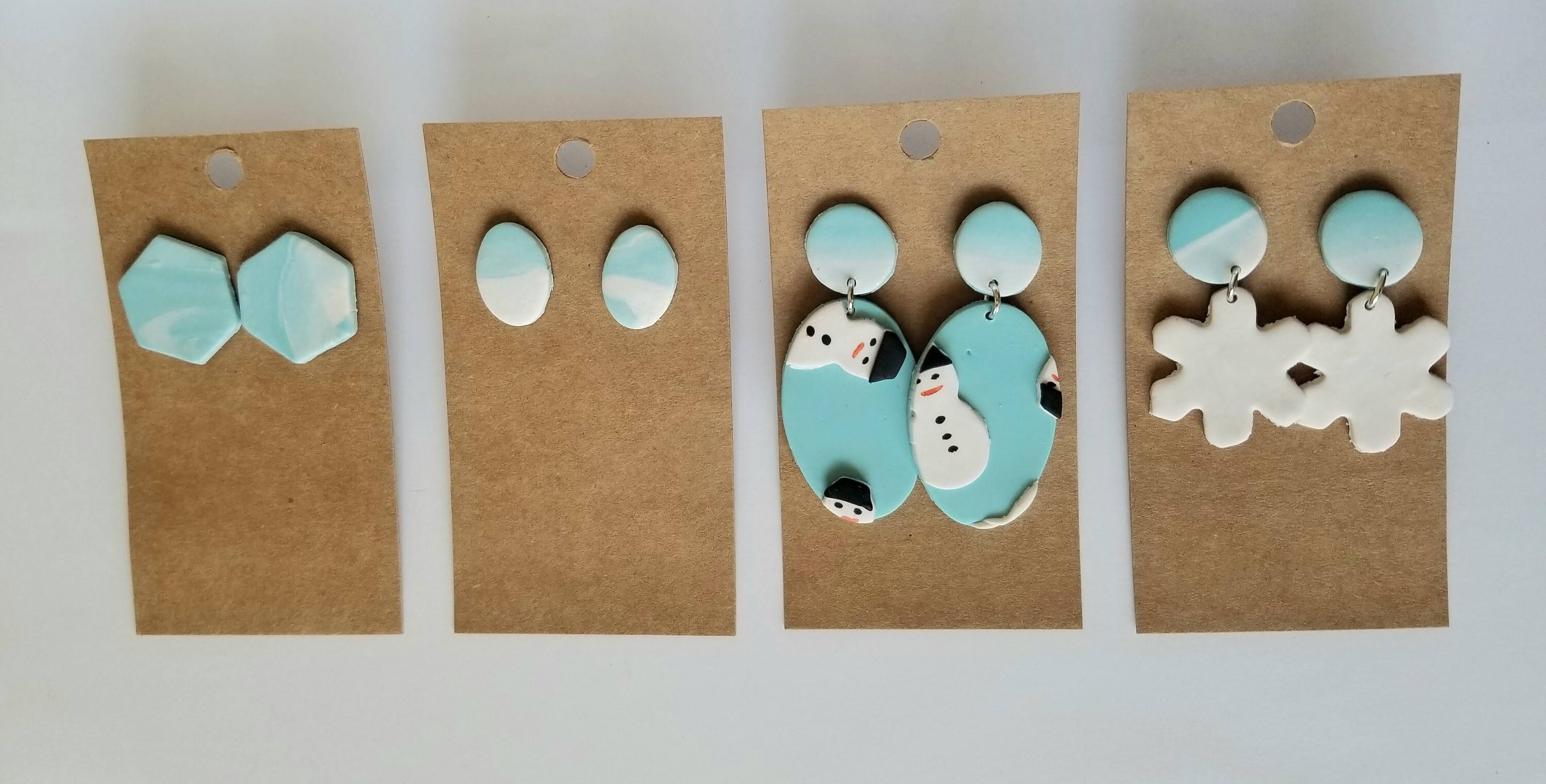 Snowy Winter Wonderland Polymer Clay Earrings Snowman Earrings Handmade ...