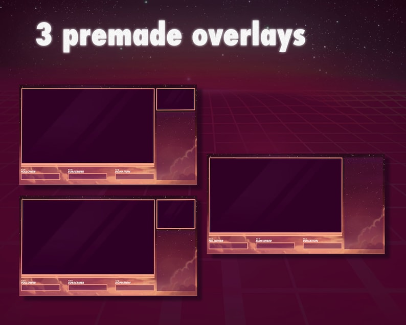 Retro Lofi Sunset Stream Package Animated Overlay - Etsy