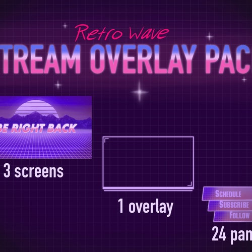 Retrowave Stream Overlay Pack Twitch Facebook Youtube - Etsy