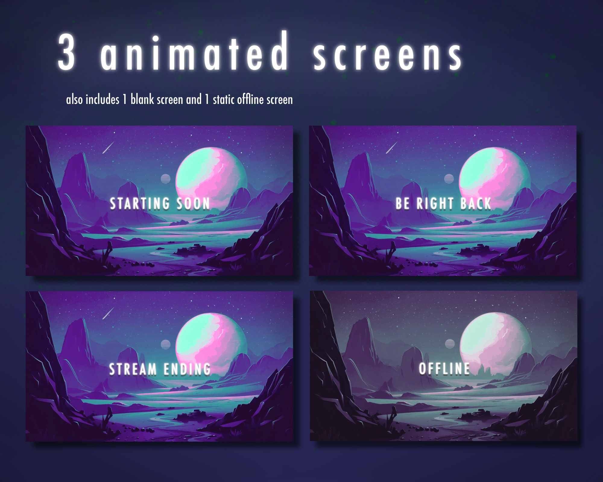 Retro Meteor Shower Stream Package Animated Overlay, Screens, Panels ...