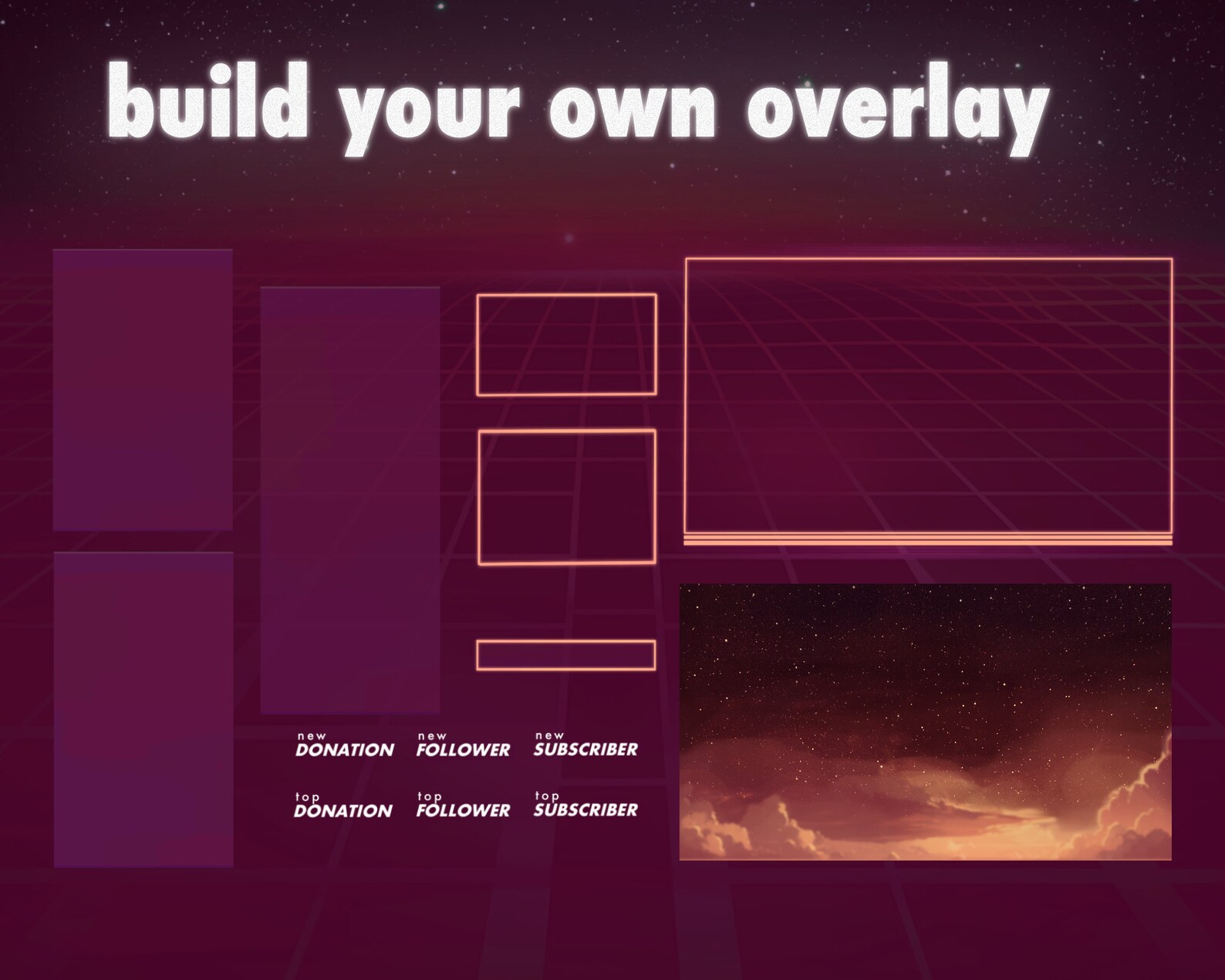 Retro Lofi Sunset Stream Package Animated Overlay, Screens, Panels ...