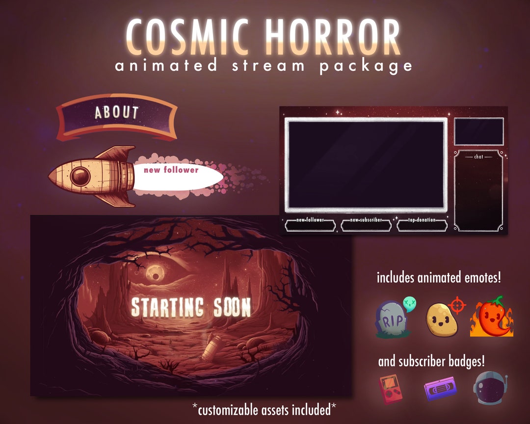 Cosmic Horror Stream Package | Animated | Overlay, Screens, Panels ...