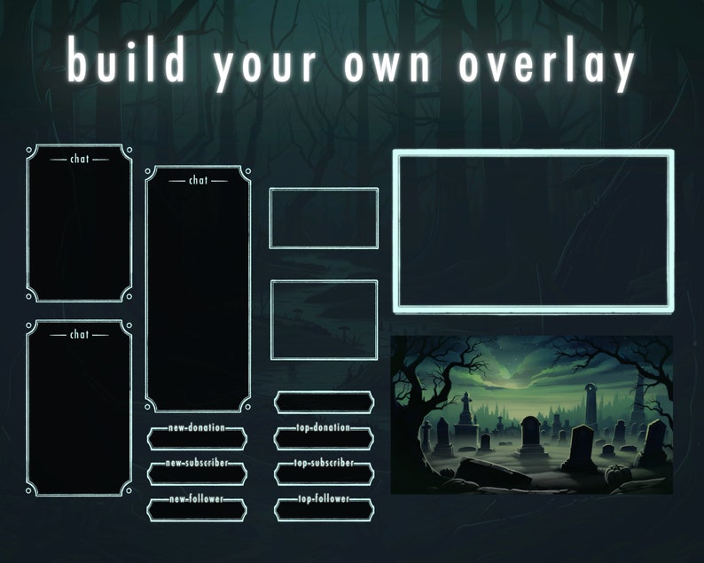 Spooky Graveyard Stream Package | Animated | Overlay, Screens, Panels ...