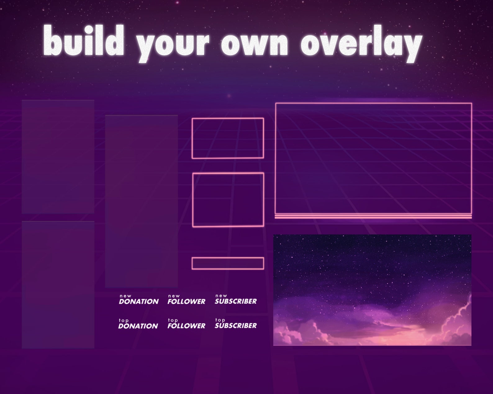 Retro Outrun Backdrop Stream Package Animated Overlay, Screens, Panels ...