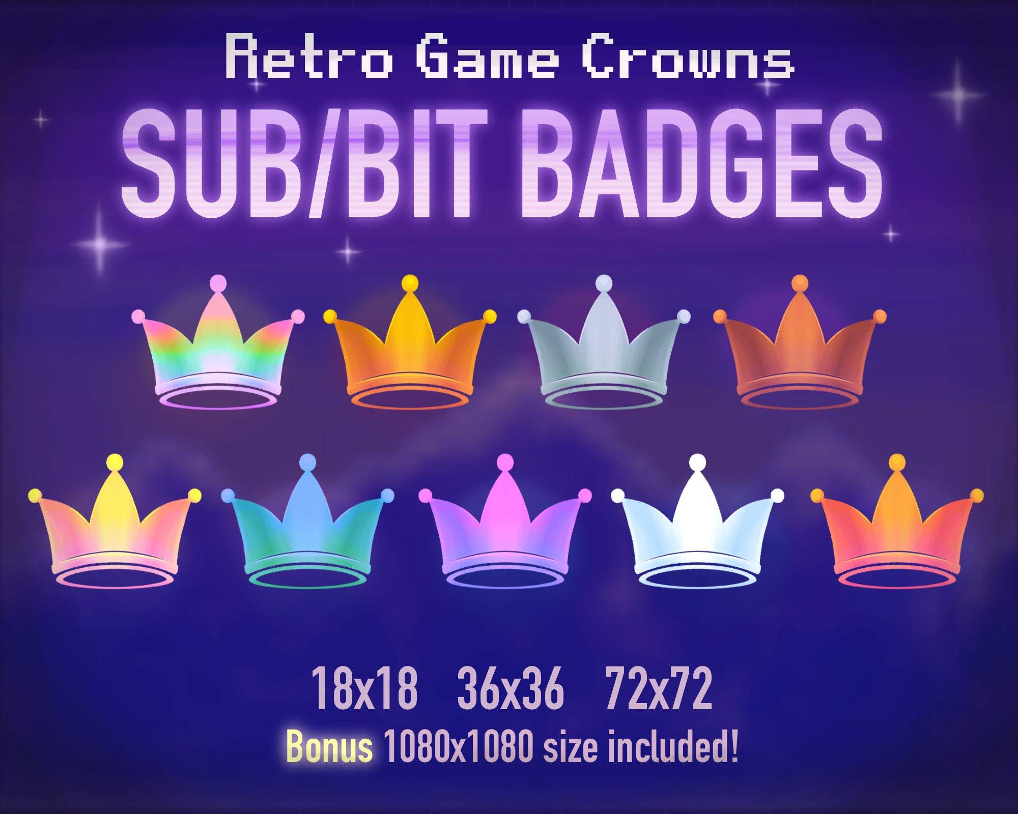 Retro Game Crowns Twitch Sub/bit Badges - Etsy