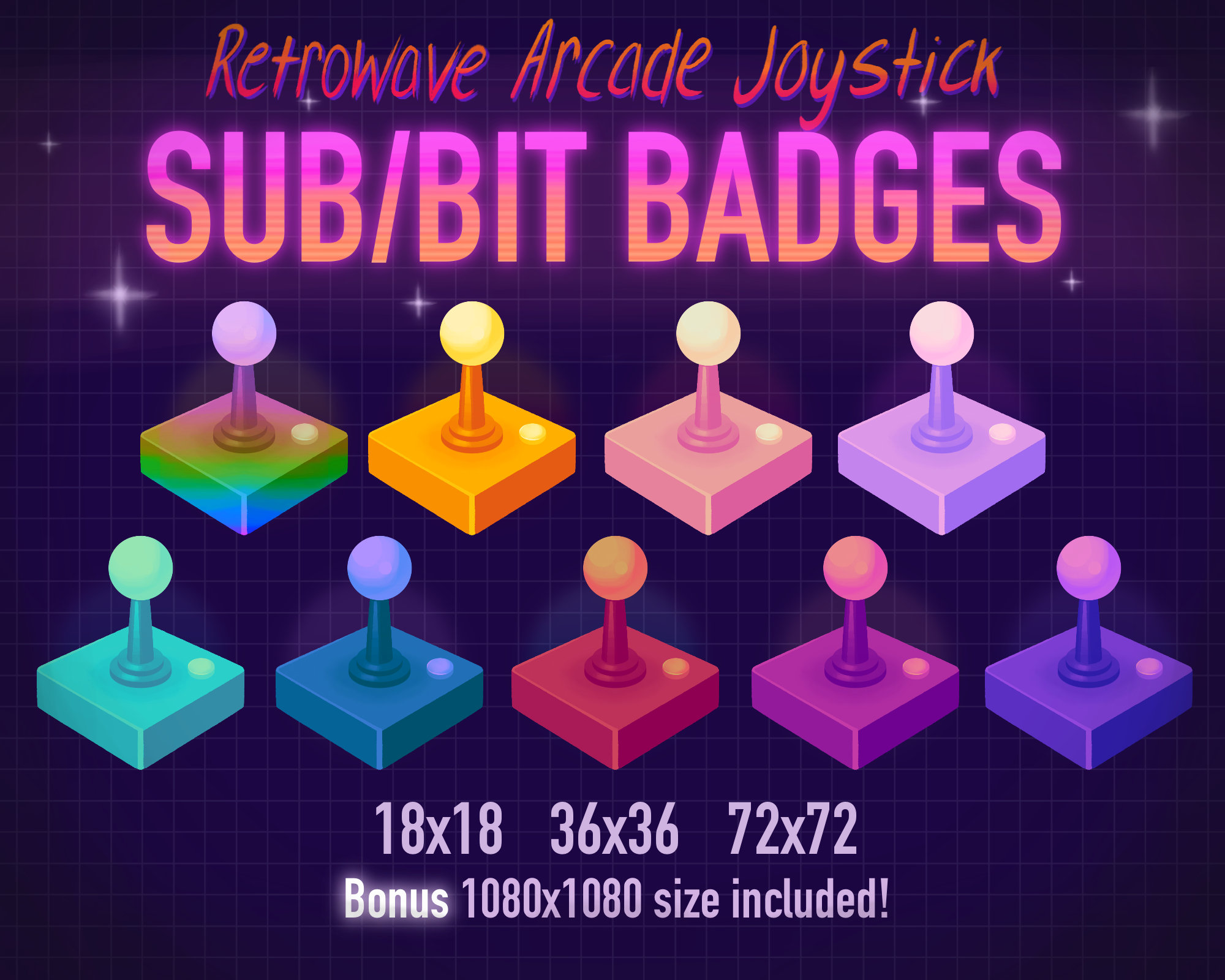 Retrowave Arcade Joystick Twitch Sub/bit Badges - Etsy