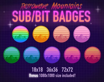 Twitch Sub Badges / Cheer Bit Badges Retrowave Synthwave Style Neon - Etsy