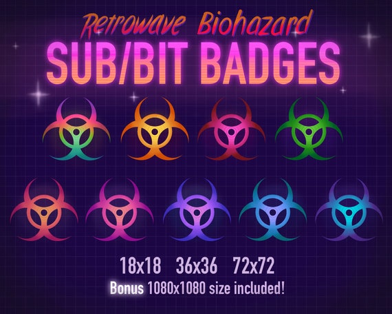 Retrowave Biohazard Twitch Sub/bit Badges | Etsy