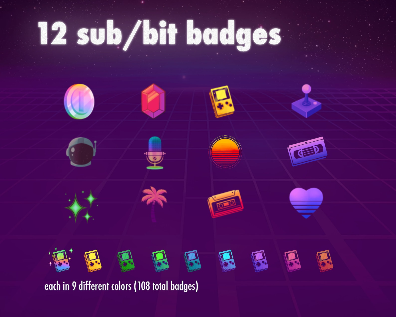 Retro Outrun Backdrop Stream Package Animated Overlay, Screens, Panels ...