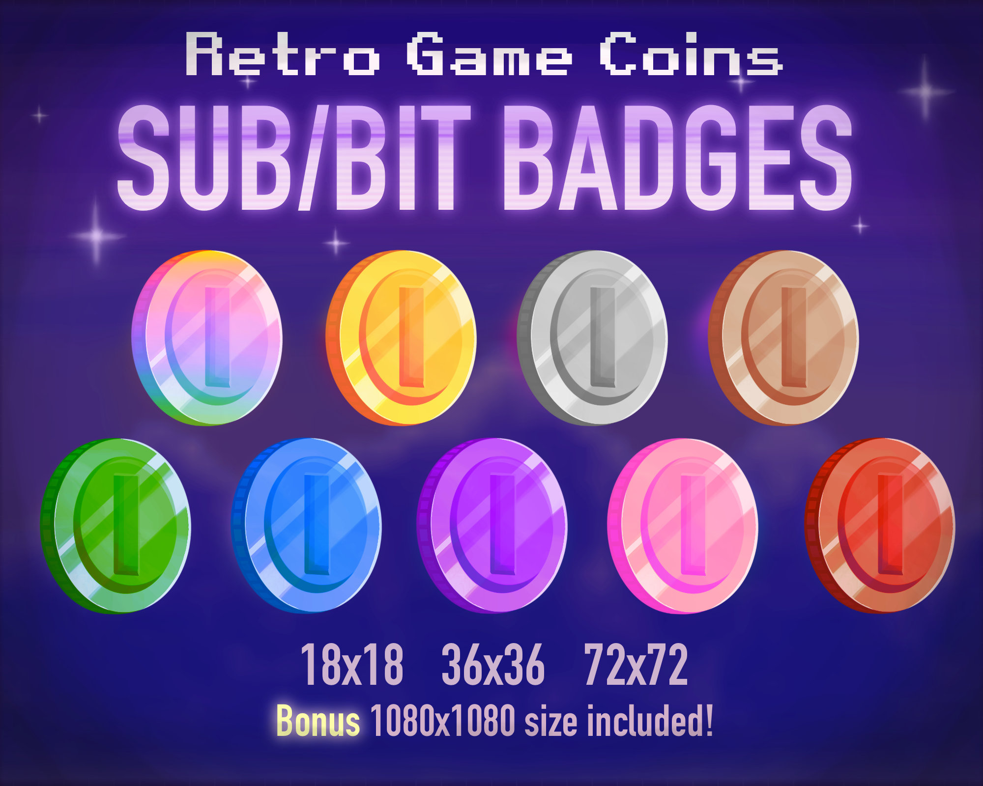 Retro Game Coins Twitch Sub/bit Badges - Etsy