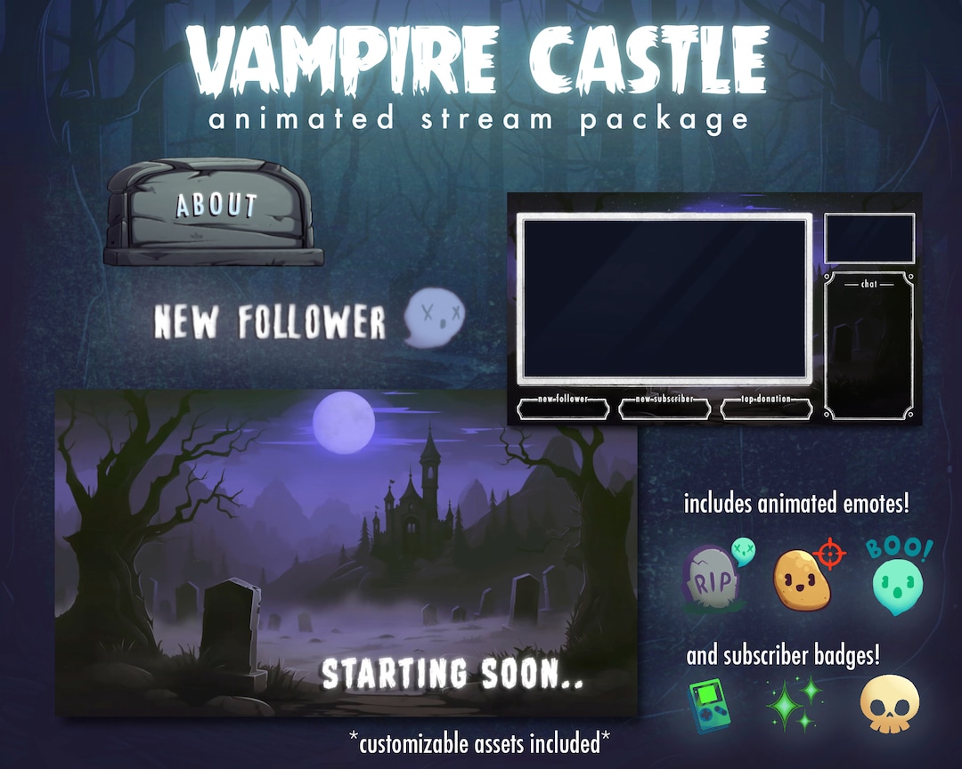 Vampire Castle Stream Package | Animated | Overlay, Screens, Panels ...