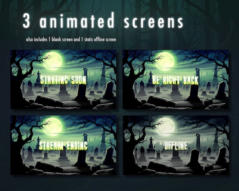 Spooky Graveyard Stream Package | Animated | Overlay, Screens, Panels ...