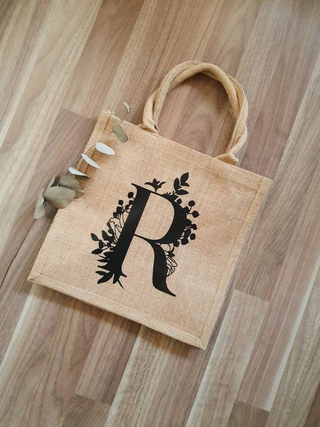 Burlap Shopper With Monogram Shopping Bag Jute Bag Gift for Mothers Mom ...