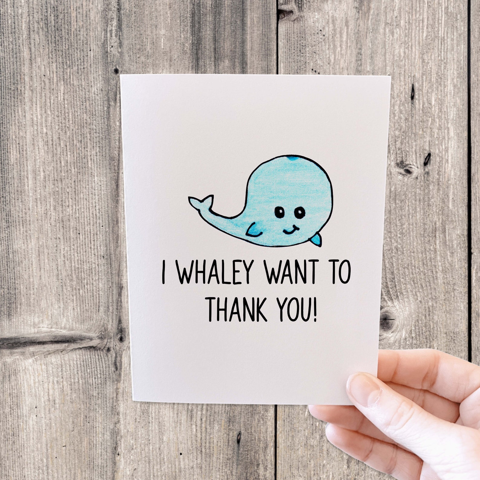 Funny Whale Thank You Card Pun I Whaley Want to Thank You - Etsy