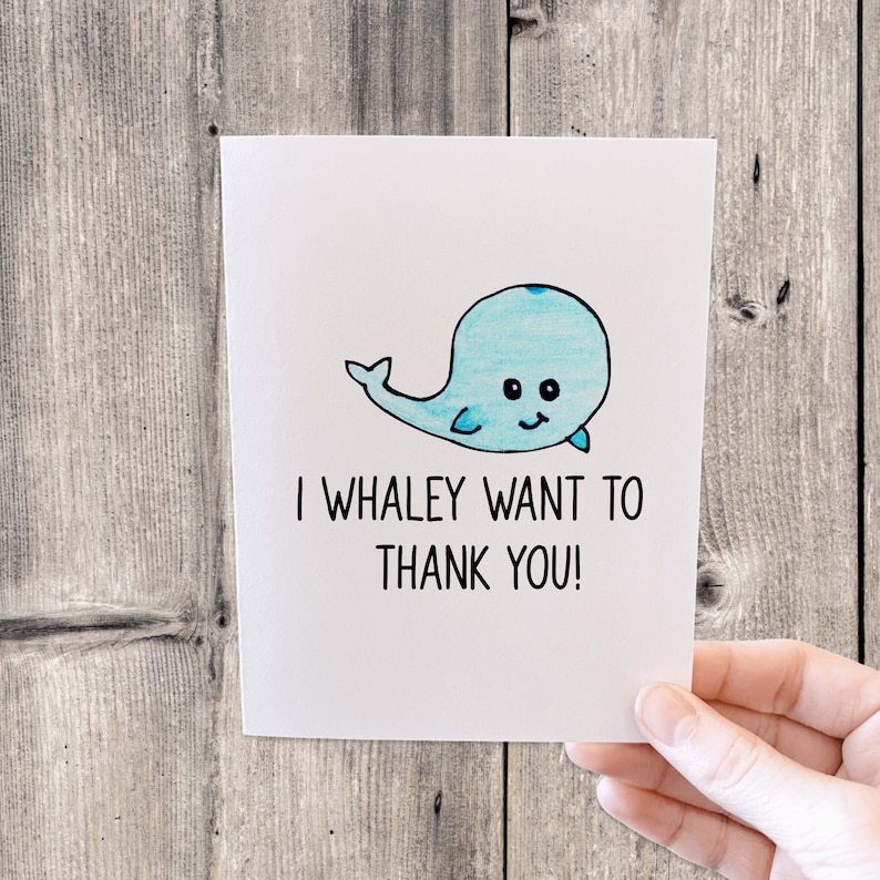Funny Whale Thank You Card Pun I Whaley Want to Thank You - Etsy