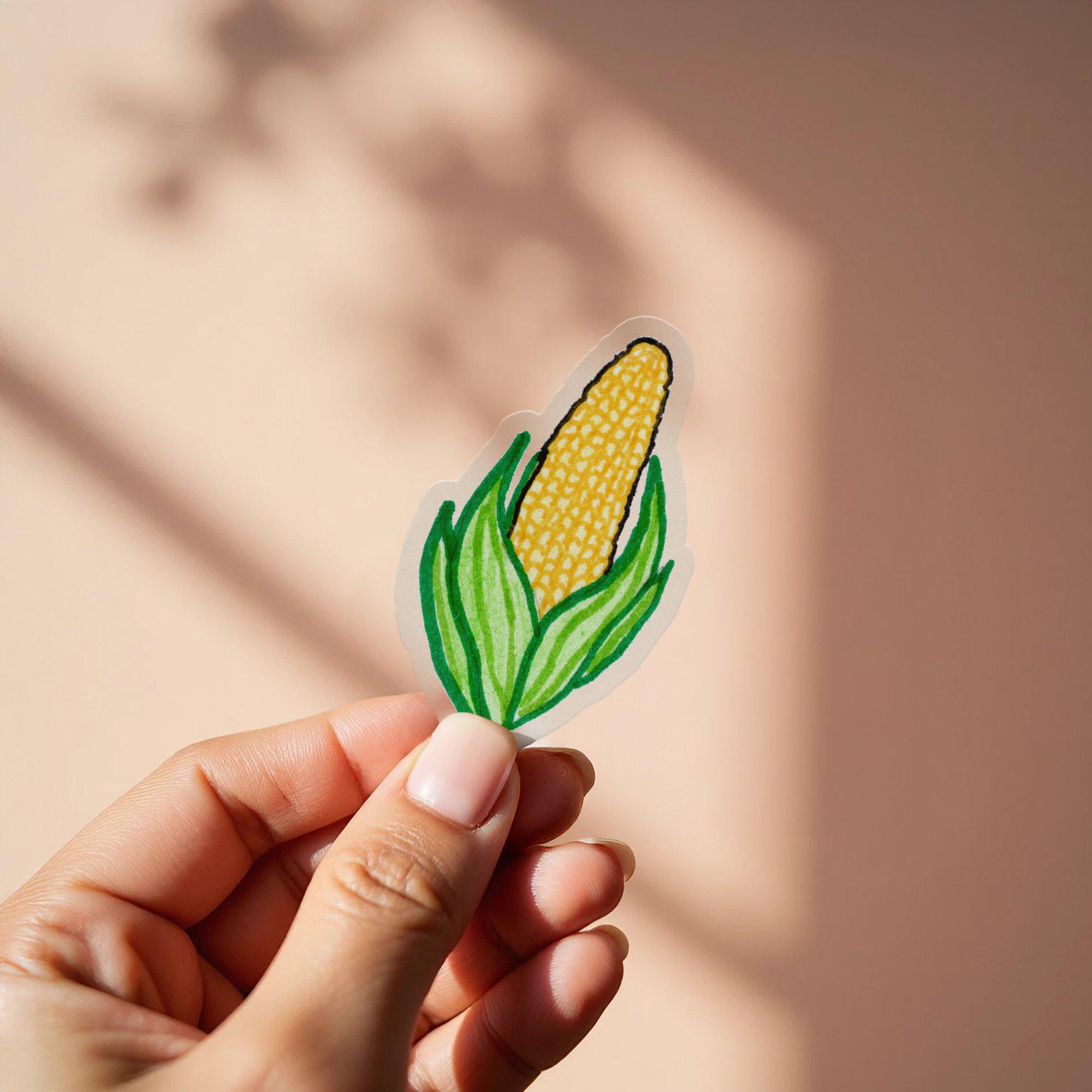 Corn Sticker, Hand Drawn Stickers, Funny Food Stickers, Birthday ...