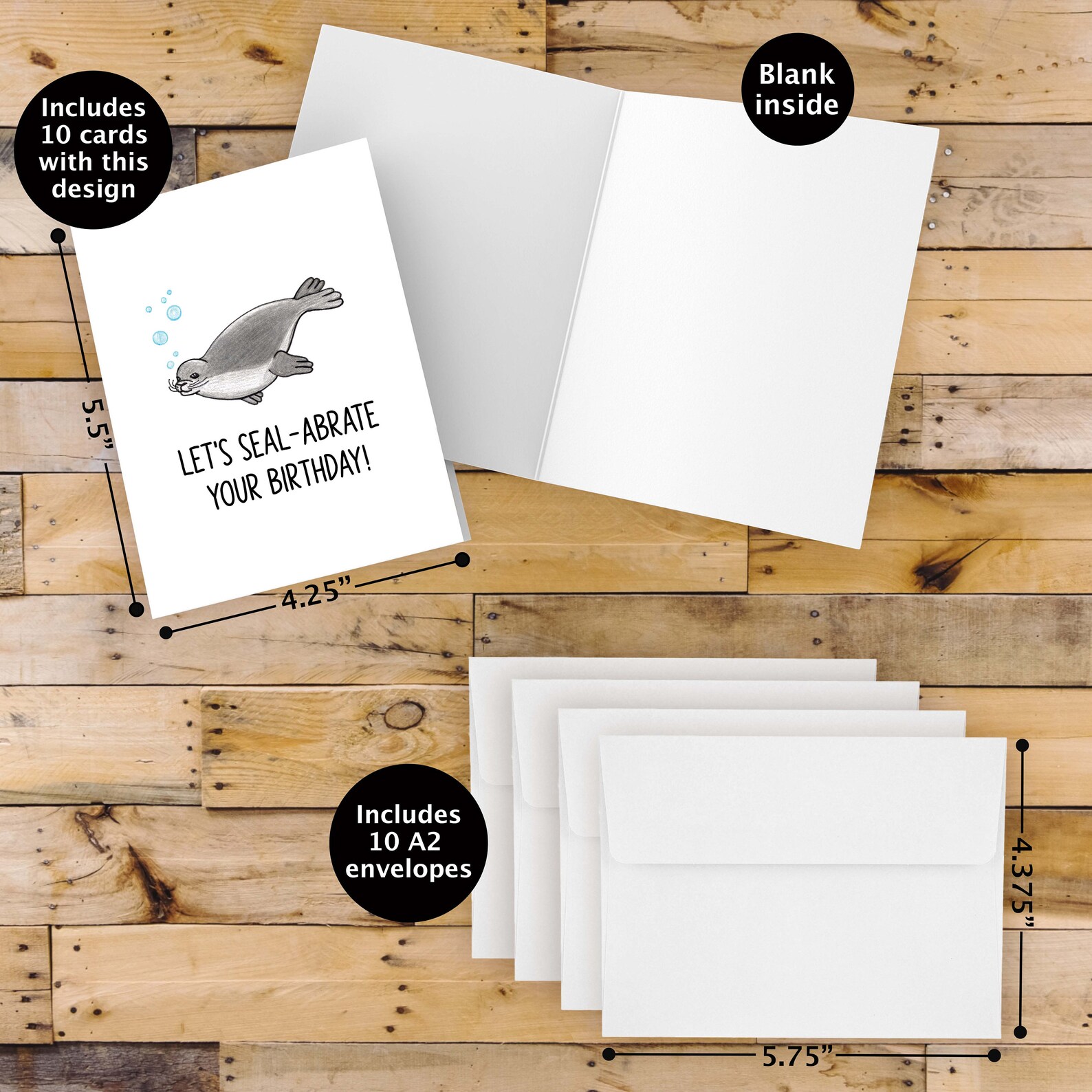 Hand Drawn Pun Funny Happy Birthday Cards (10 Pack of Cards, Birthday ...