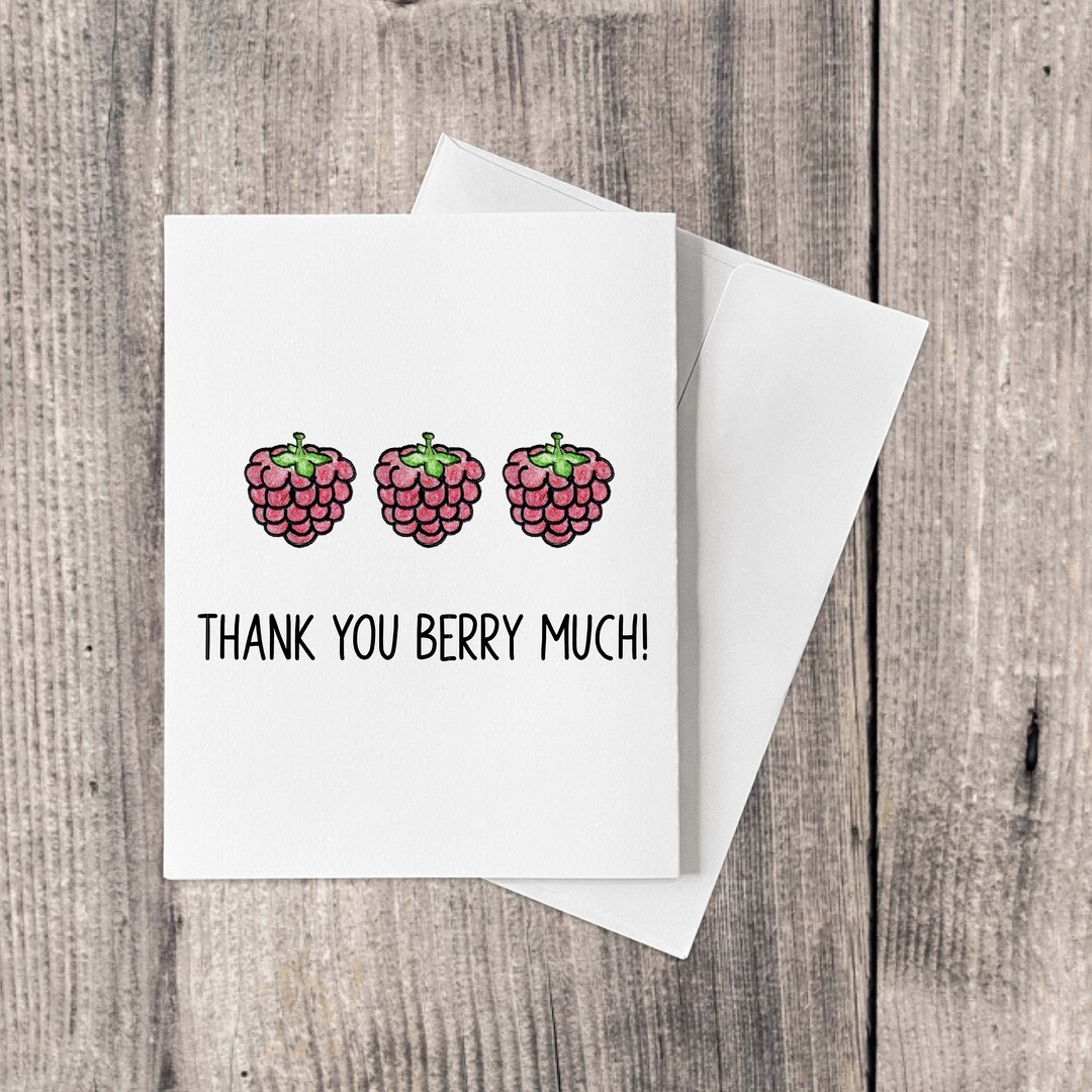 Funny Berry Thank You Card Pun – Thank You Berry Much! - Etsy