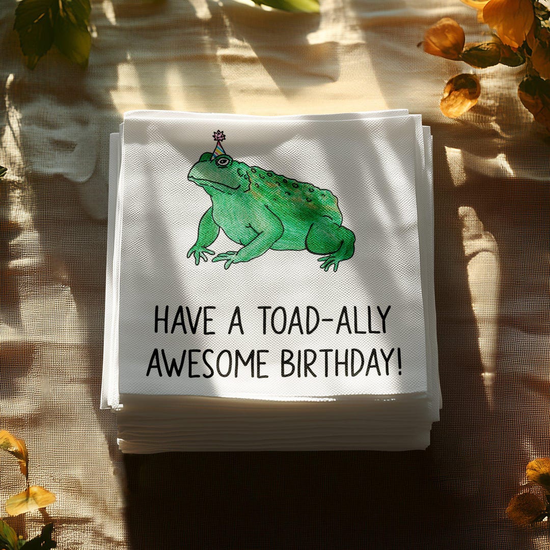Birthday Toad Napkin, Funny Toadally Awesome Napkins, Cute Animal Party ...