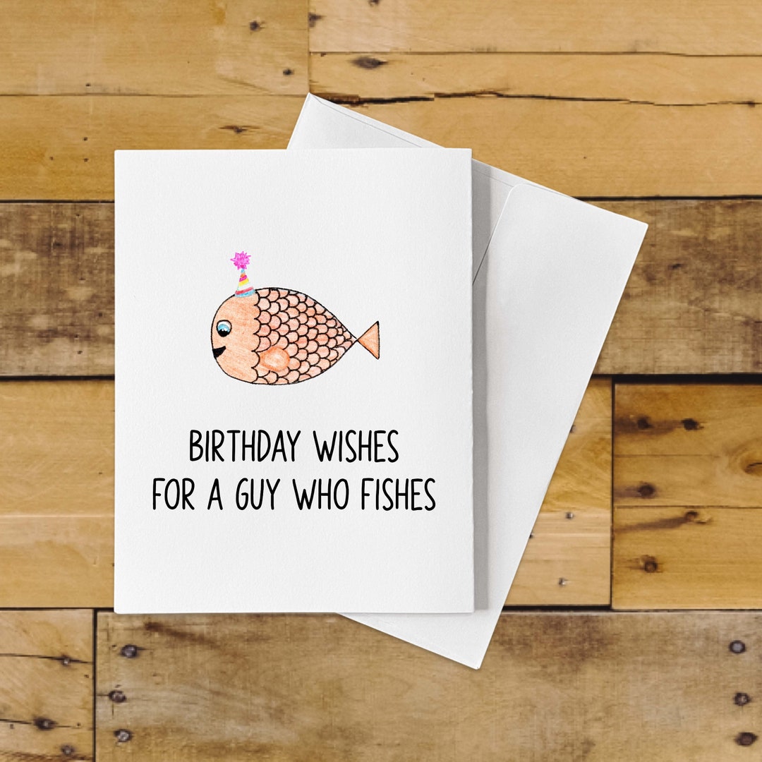Funny Fish Birthday Card Pun – Birthday Wishes for a Guy Who Fishes - Etsy
