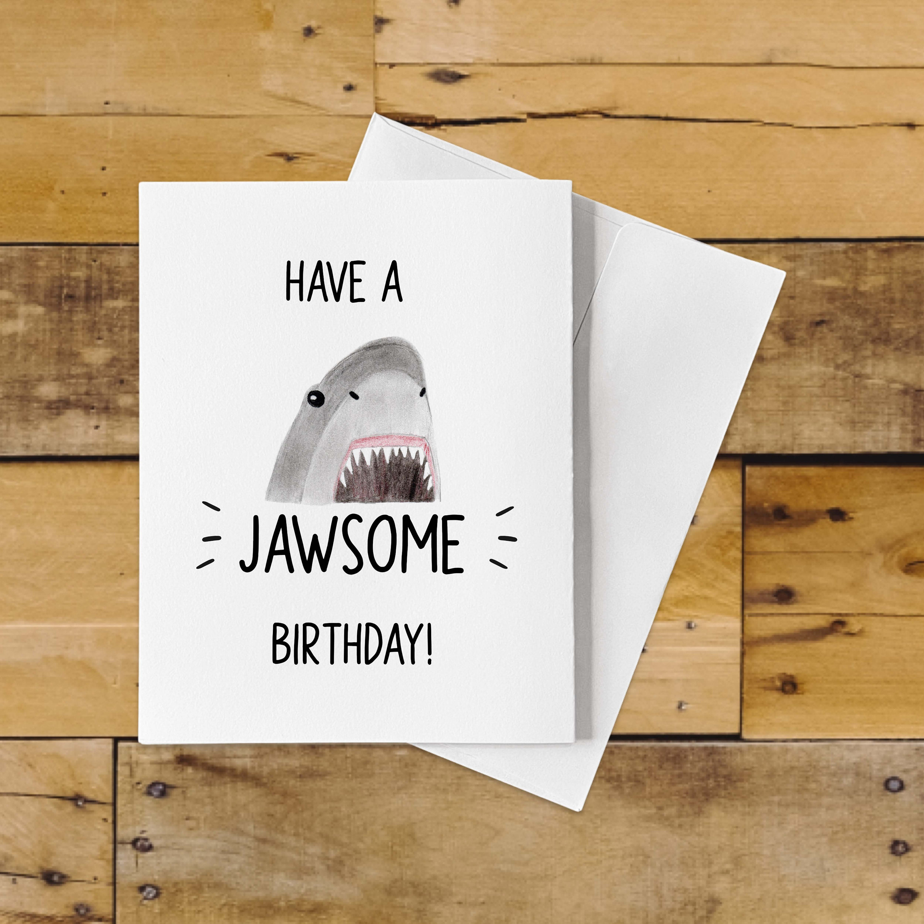 Funny Shark / Jaws Birthday Card Pun Have a Jawsome - Etsy