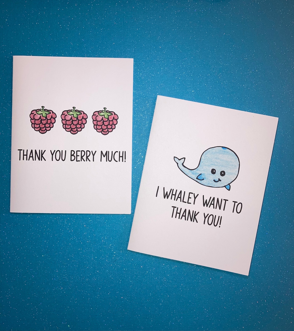 Hand Drawn Pun Funny Thank You Cards 10 Pack of Cards Thank | Etsy