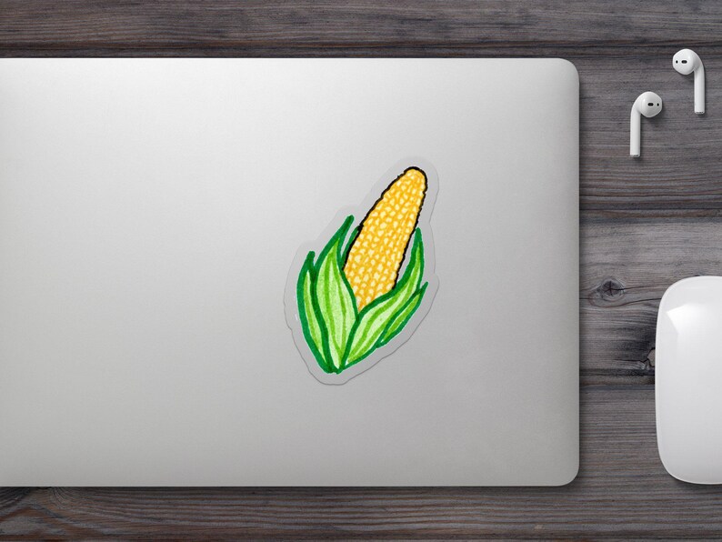 Corn Sticker, Hand Drawn Stickers, Funny Food Stickers, Birthday ...