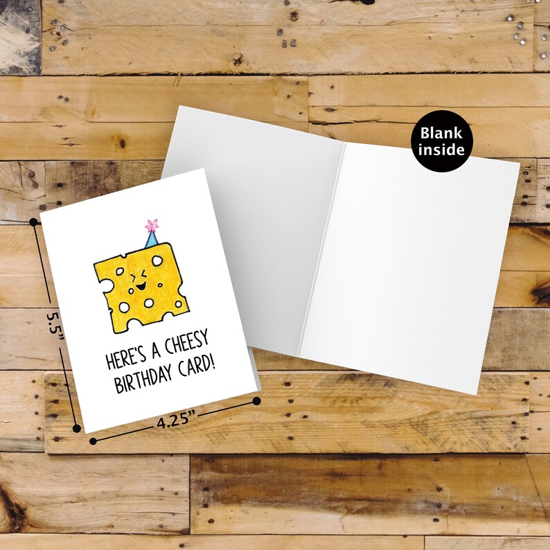 Funny Cheesy Birthday Card Pun Heres a Cheesy Birthday - Etsy