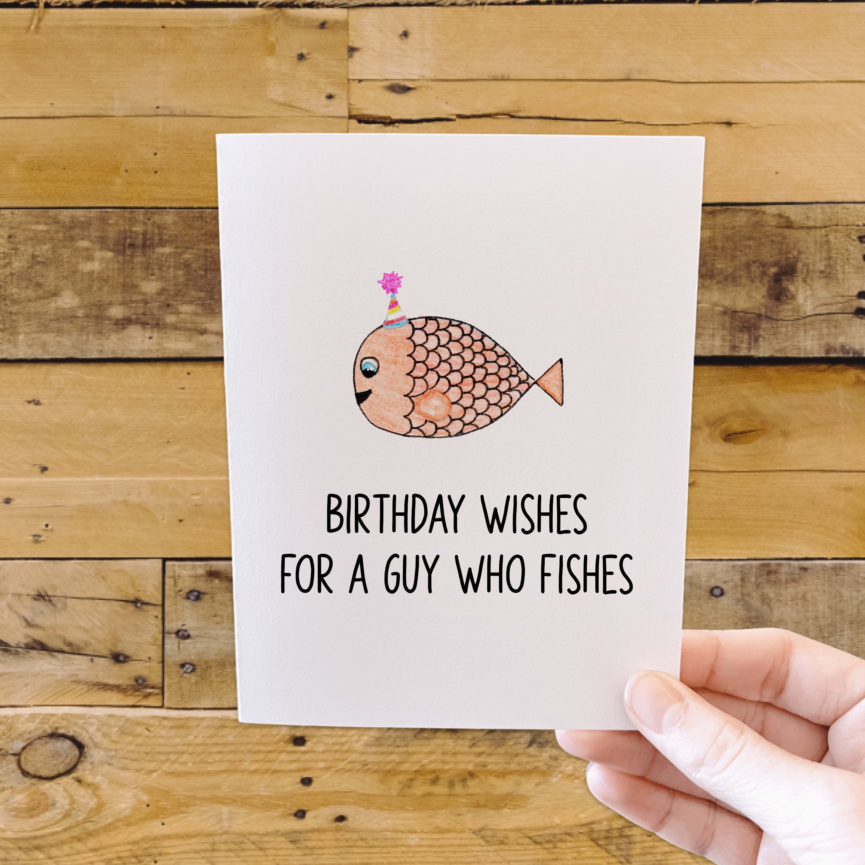 Funny Fish Birthday Card Pun Birthday Wishes for a Guy Who - Etsy