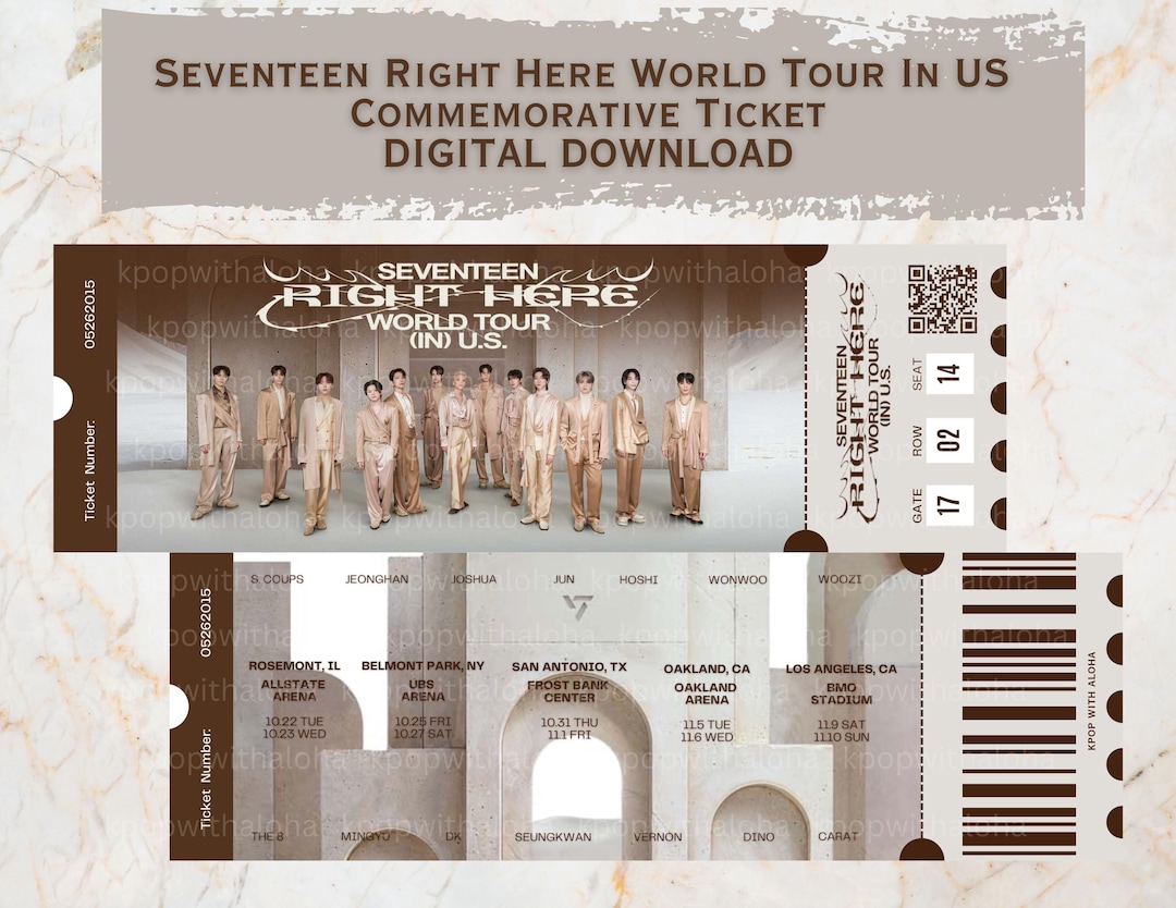 Seventeen Right Here World Tour in US Commemorative Ticket Digital ...