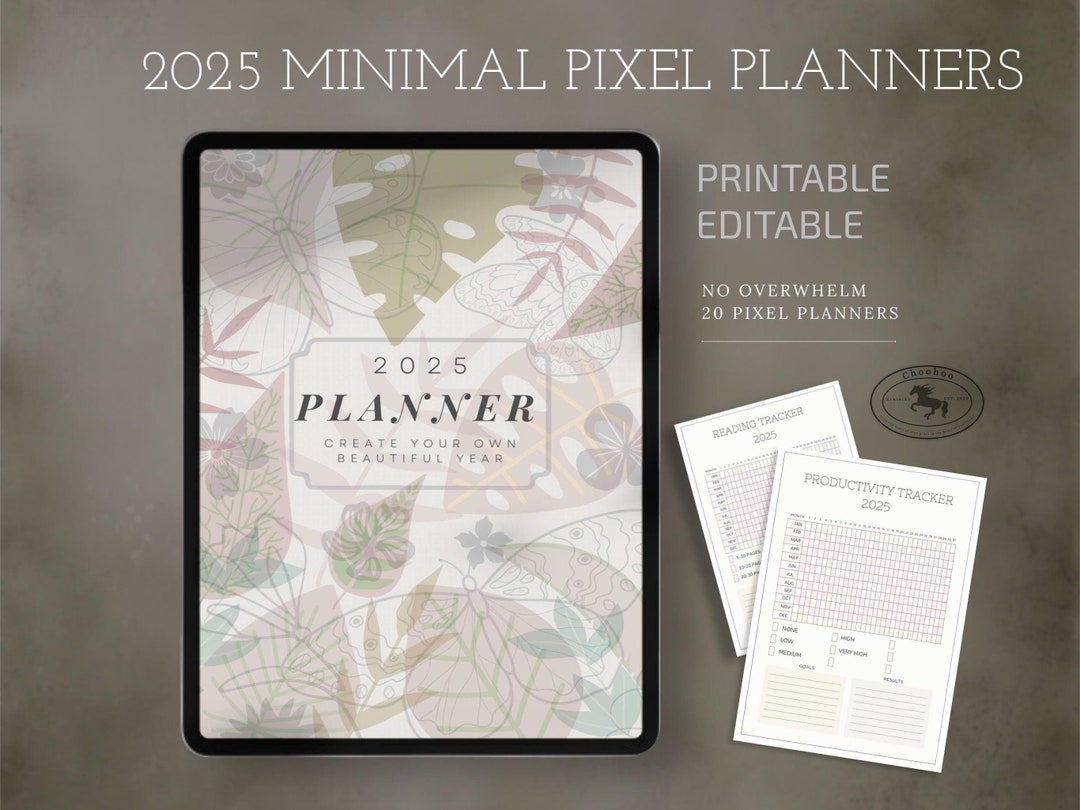 2025 Yearly Pixel Tracker Bundle 2025 Calender Bullet Journal Habit ...