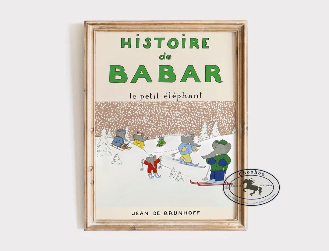 Babar Ski Physical Poster - Nursery Wall Art - Babar the Elephant ...