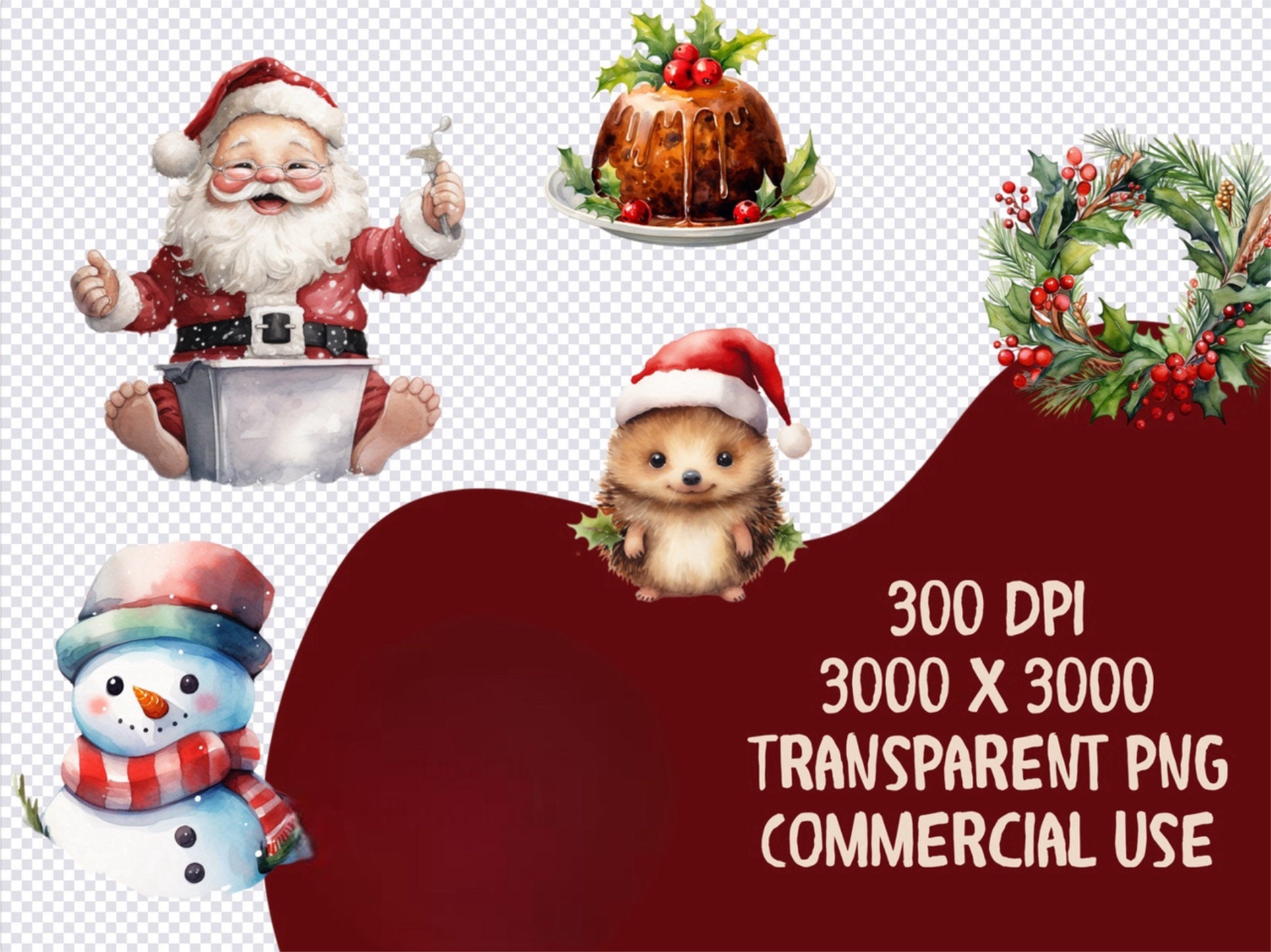 Christmas Clipart Whimsical Forest Watercolor Png Bundle, Xmas Forest ...