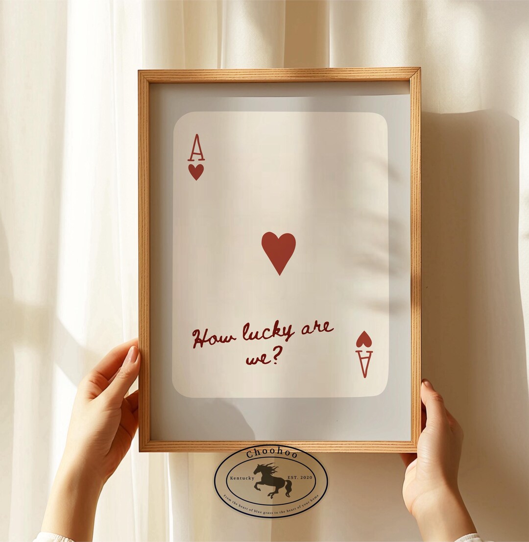 Ace of Hearts Love Card Print: Vintage Valentines Gift (digital ...